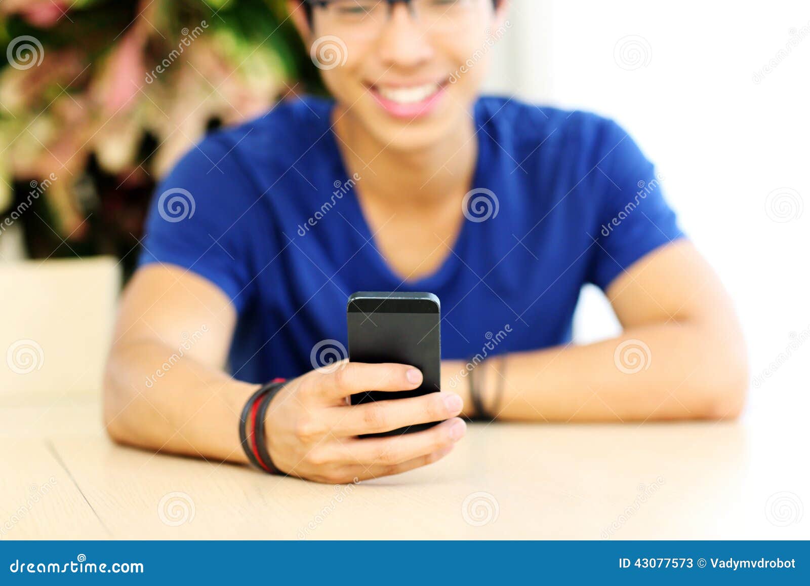 Portrait of a Man Using Smartphone Stock Image - Image of cheerful ...