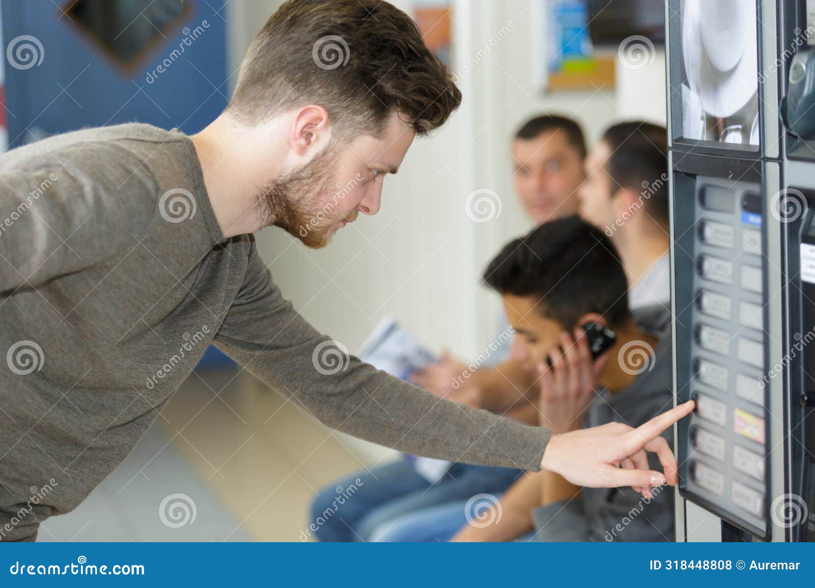 Portrait Man Using Vending Machine Stock Photo - Image of emotion ...