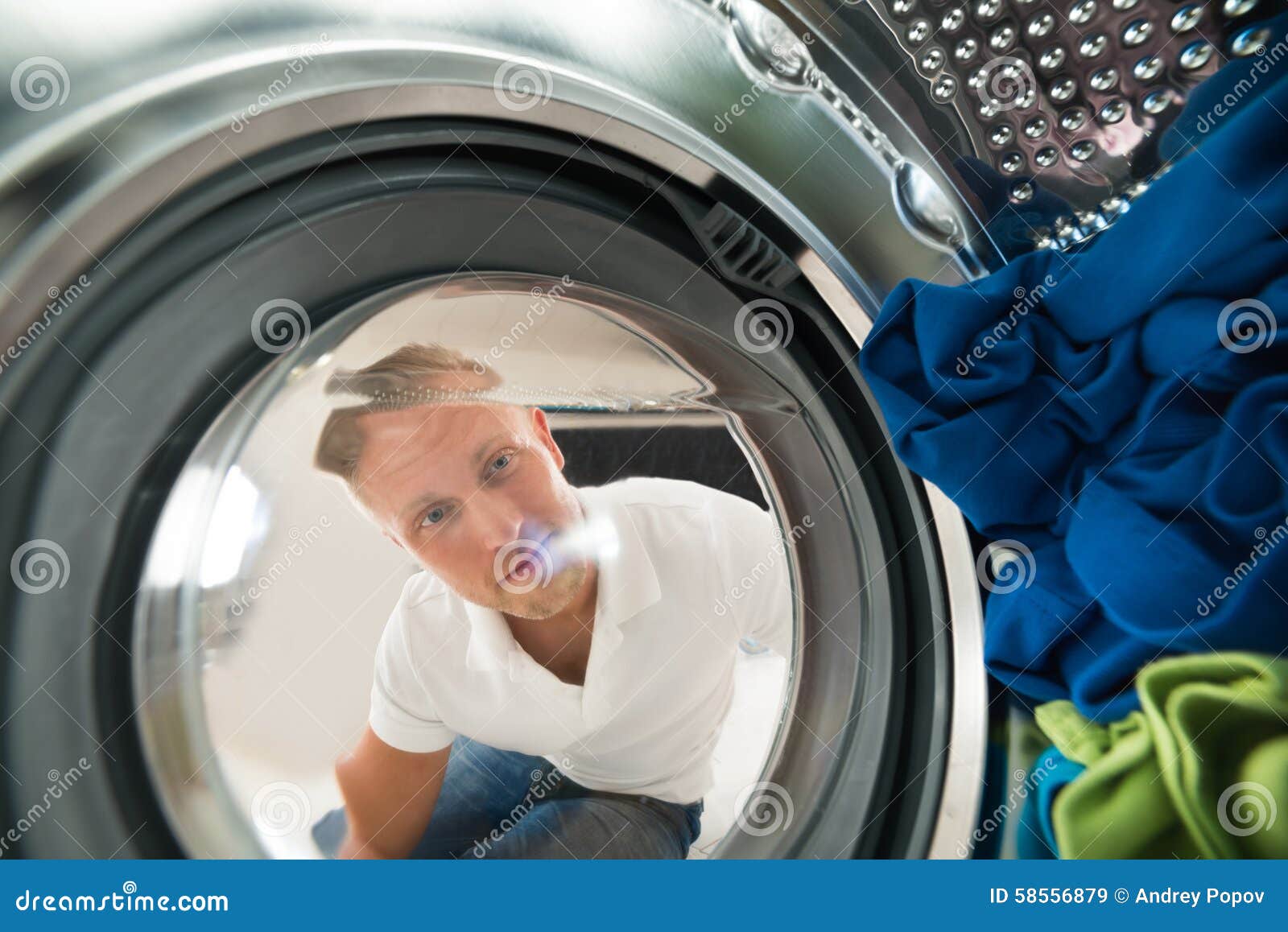 Portrait of Man View from Inside the Washing Machine Stock Image ...