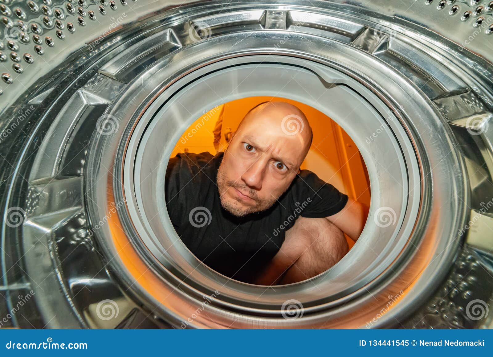 Portrait of Man View from Washing Machine Inside. What is that Thing ...