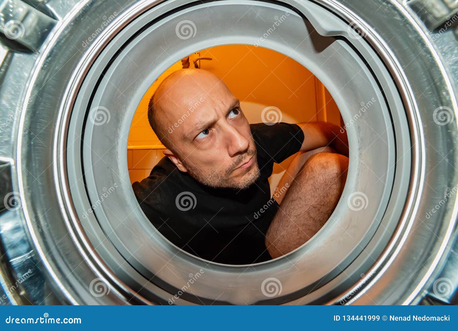 Portrait of Man View from Washing Machine Inside. What is that Thing ...