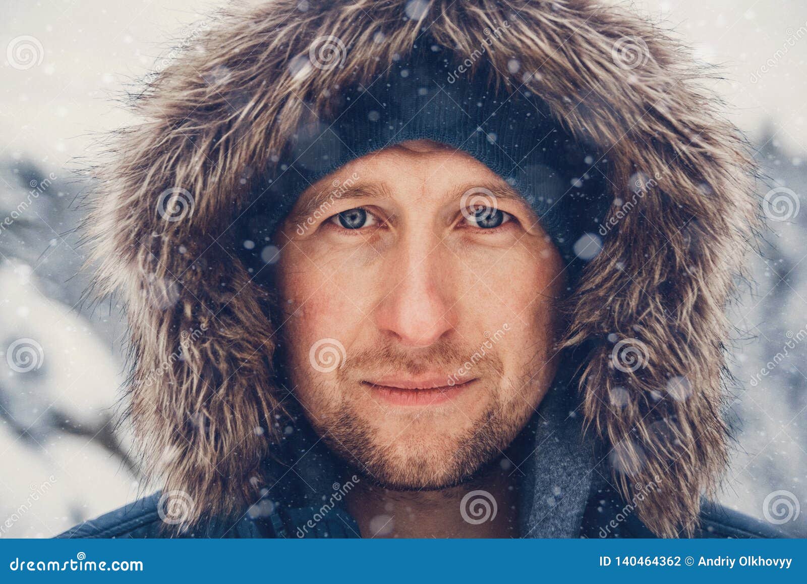 Portrait of a Man in Winter Clothes Stock Photo - Image of jacket ...