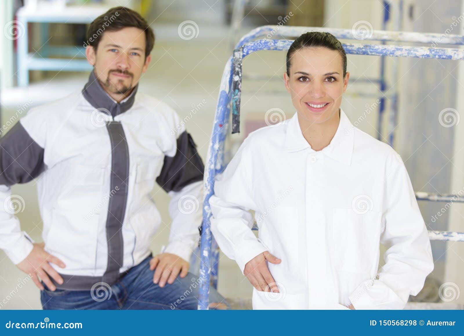 Portrait Man and Woman Decorating Team Stock Photo - Image of home ...