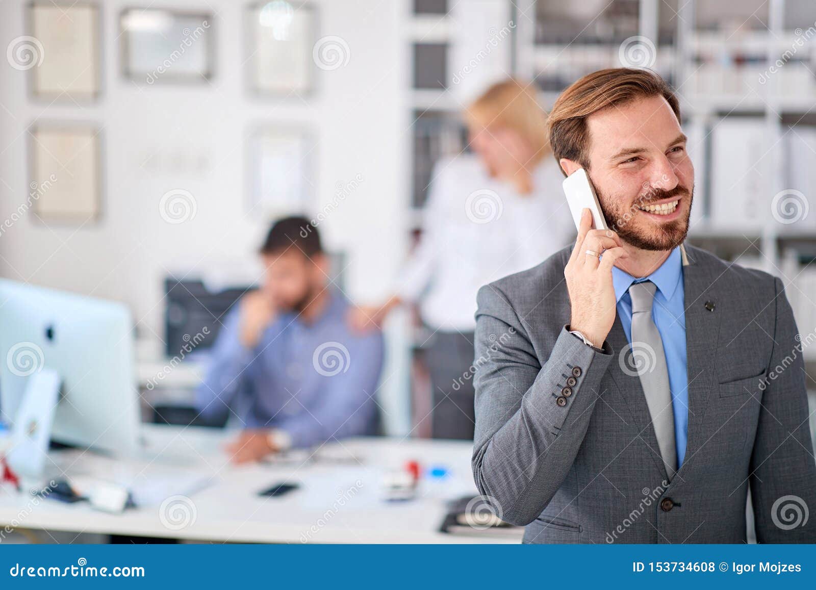 Portrait of Man Worker at Office Stock Photo - Image of businesswoman ...