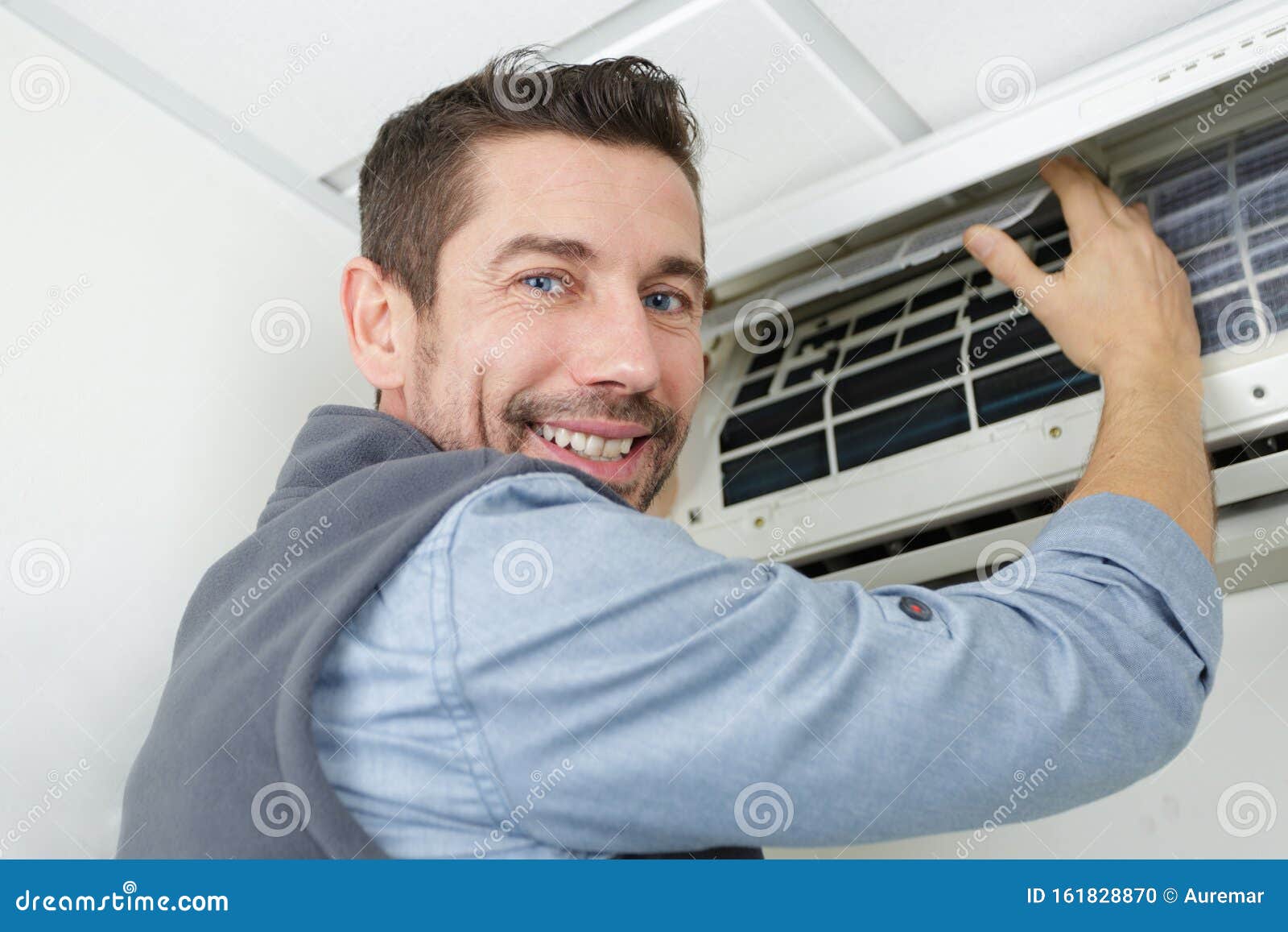 Portrait Man Working on Air-conditioned System Stock Photo - Image of ...
