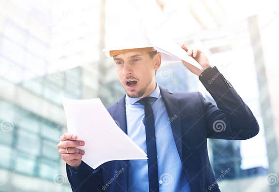 Portrait of Man Working Outdoors Stock Photo - Image of hard, device ...