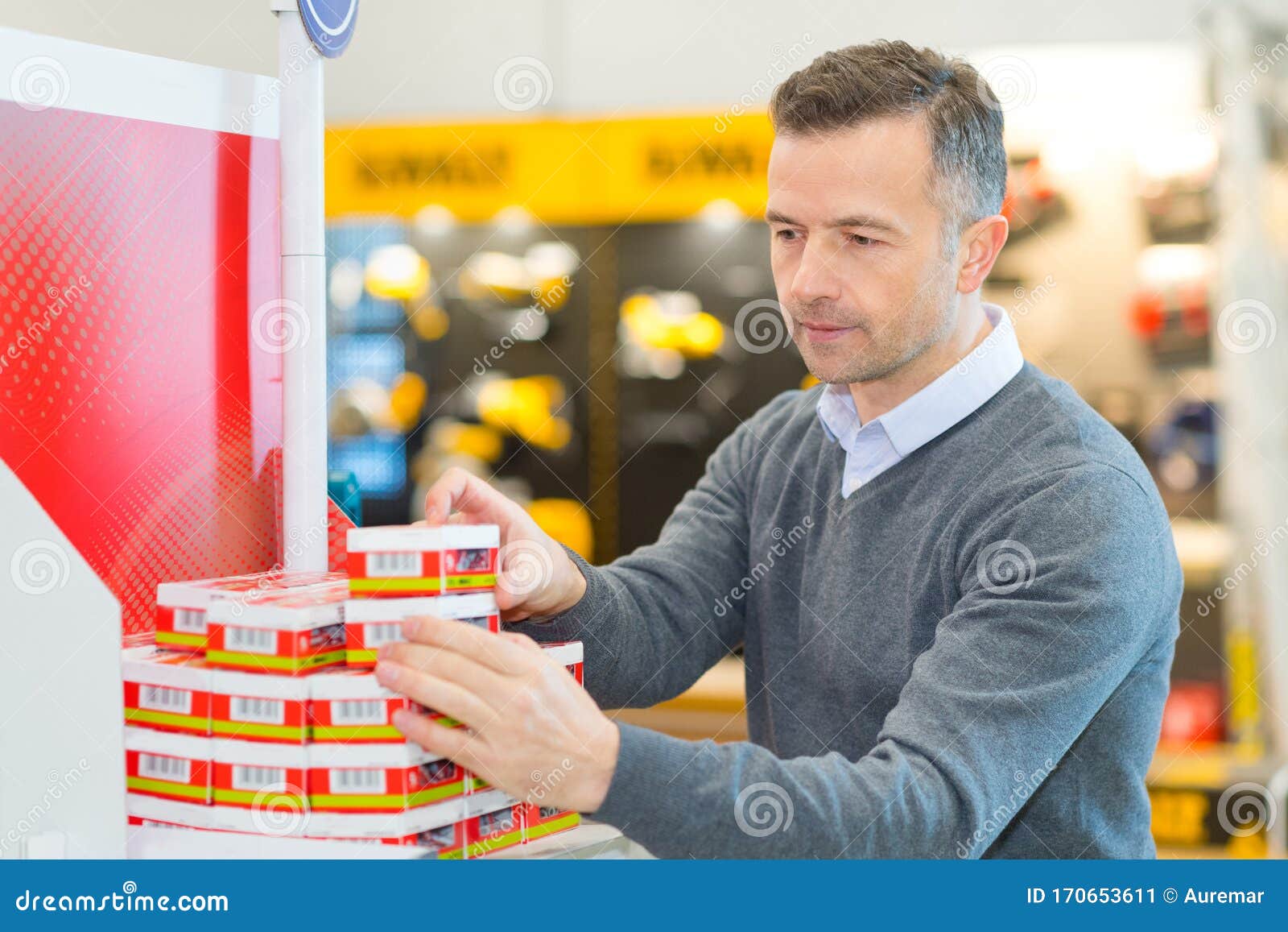 Portrait Man Working at Store Stock Image - Image of paint, control ... Portrait Man Working at Store Stock Image - Image of paint, control ...