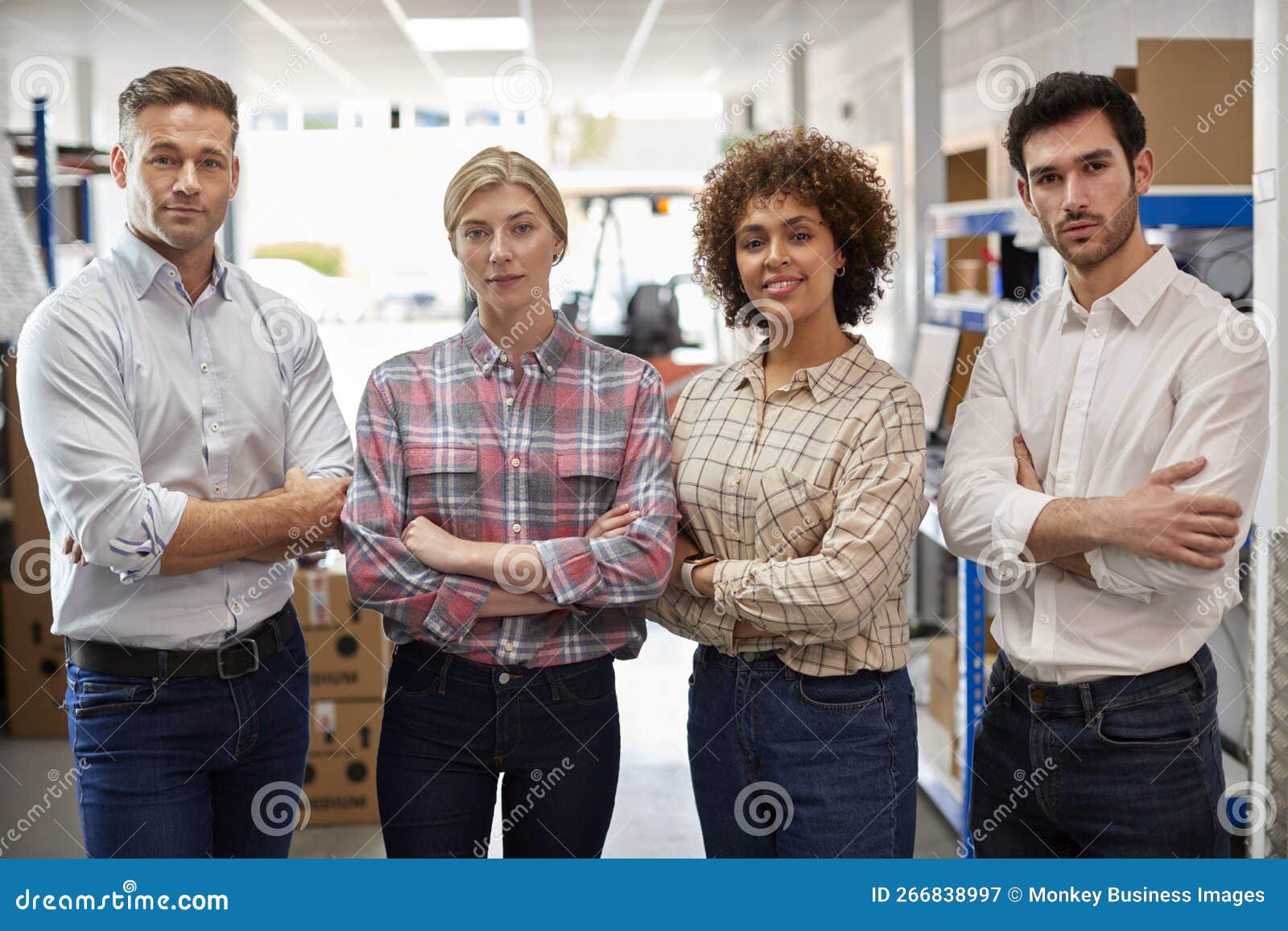 Portrait of Management Team in Logistics Distribution Warehouse Stock ...