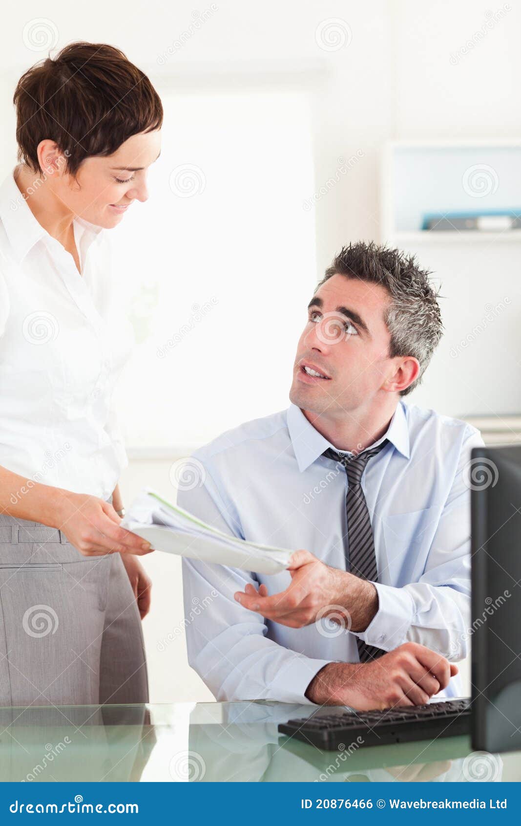 Portrait of a Manager Receiving a Document Stock Photo - Image of ...