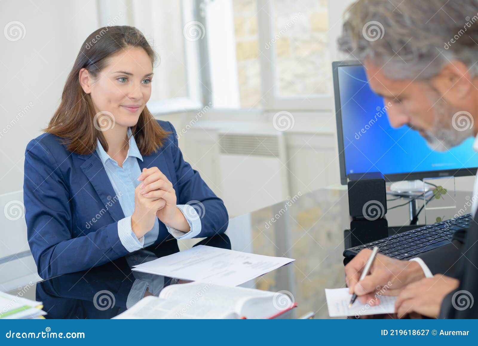 Portrait Manager Signing File Stock Image - Image of company, interim ...