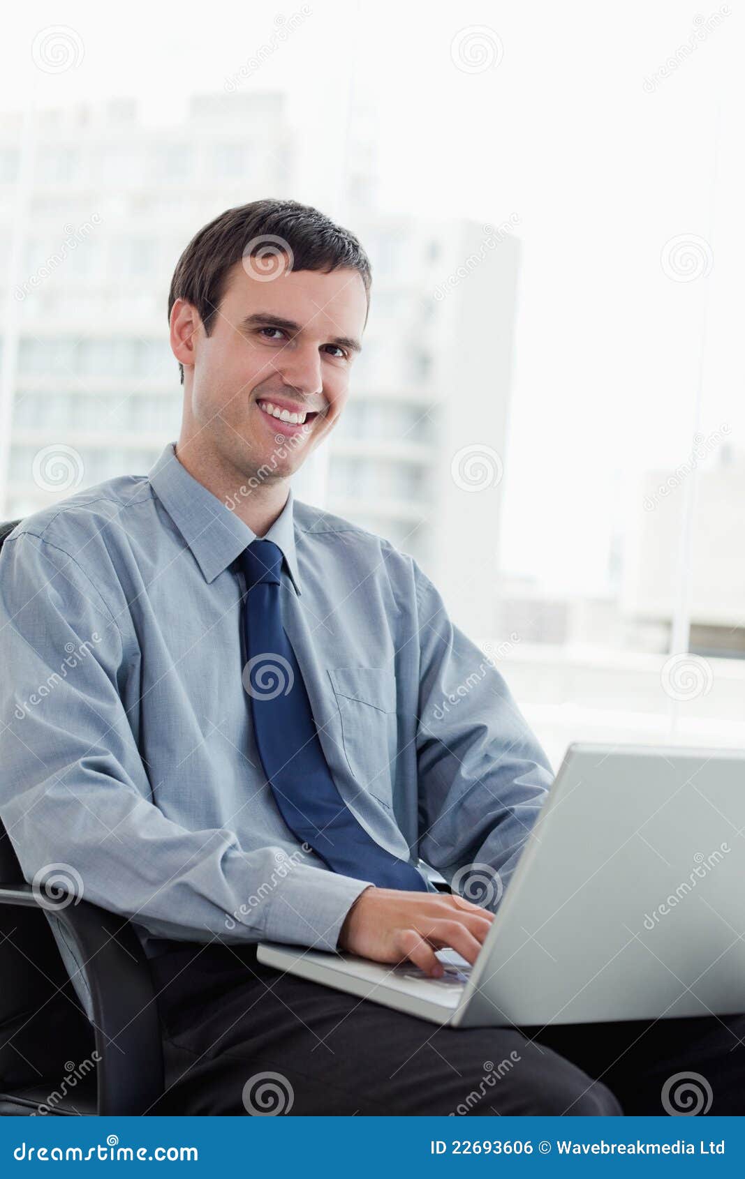 Portrait of a Manager Using a Notebook Stock Photo - Image of chair ...