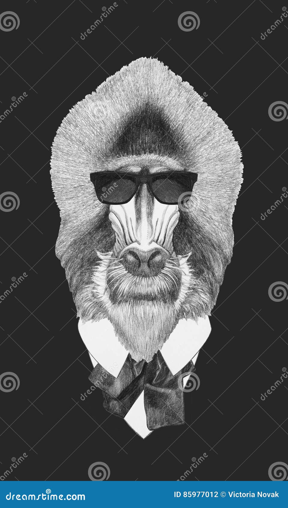 Portrait of Mandrill in Suit. Stock Illustration - Illustration of cute ...