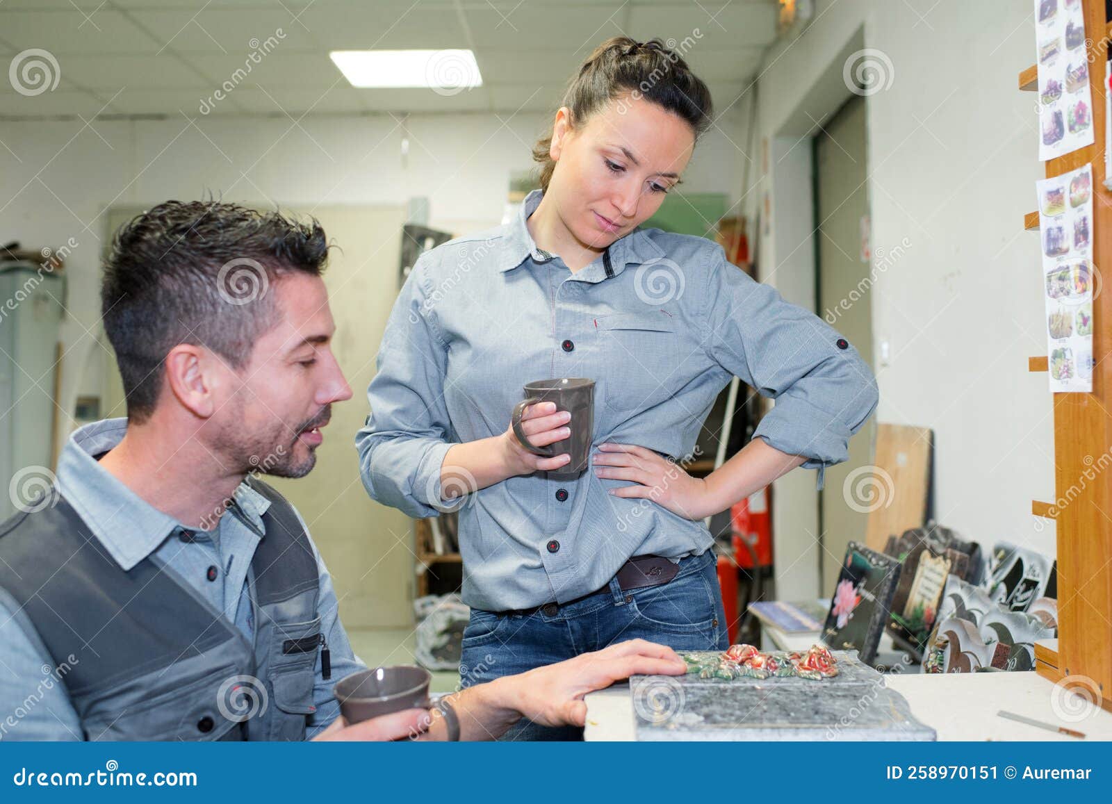 Portrait Marble Engraving Factory Workers Stock Image - Image of create ...
