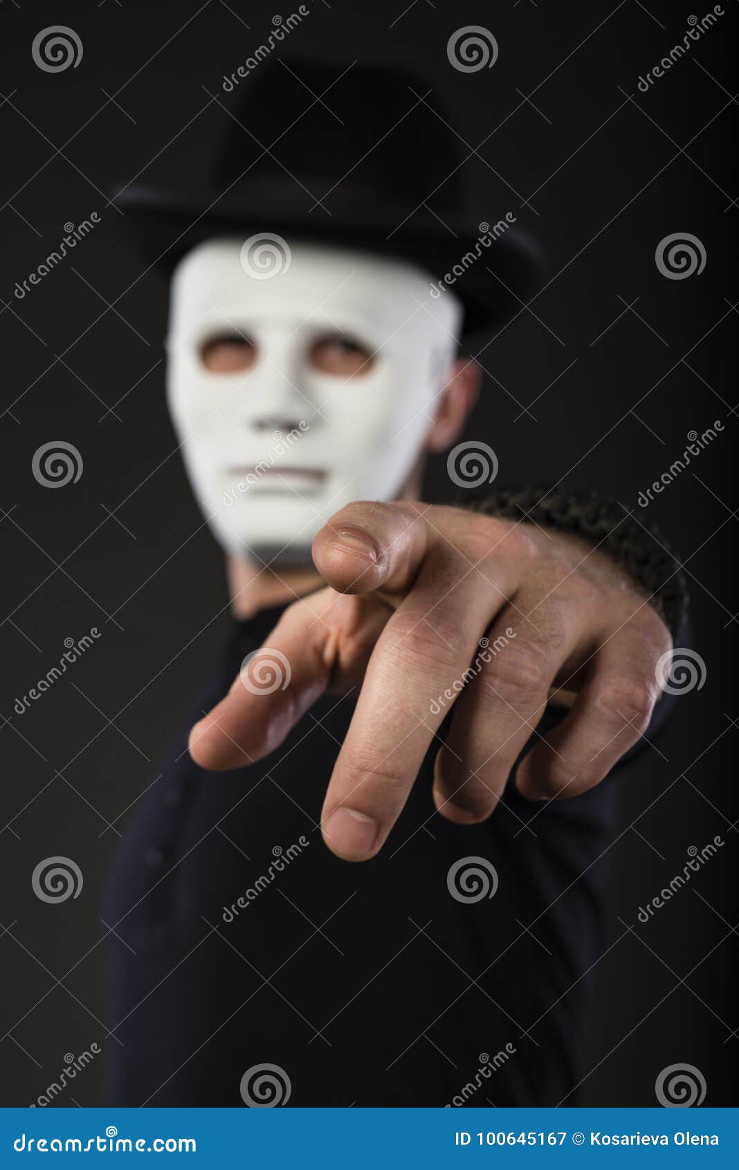Portrait of Masked Man Wearing Bowler Hat Stock Image - Image of masked ...