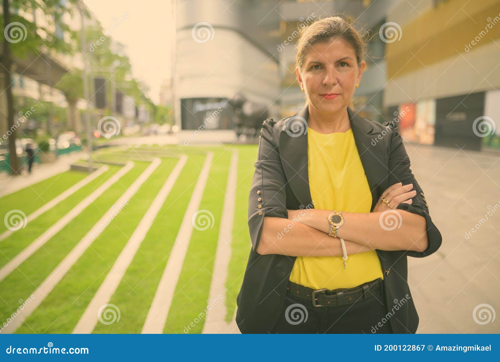 Mature Businesswoman Exploring The City Of Bangkok Thailand Stock