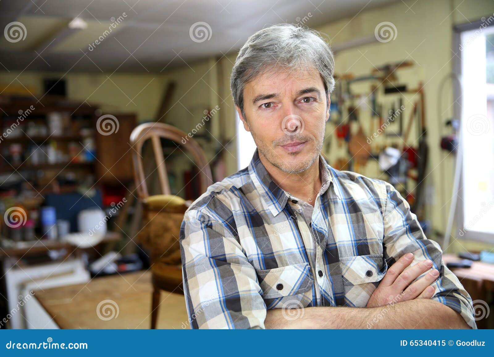 Portrait of Mature Craftsman in Workshop Stock Image - Image of ...