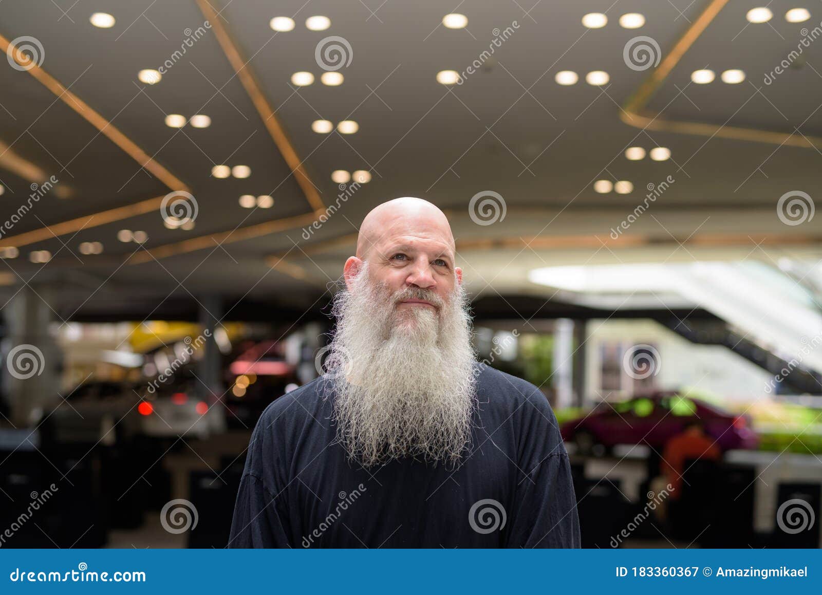 Mature Handsome Bald Bearded Man Thinking in the City Outdoors Stock ... Mature Handsome Bald Bearded Man Thinking in the City Outdoors Stock ...