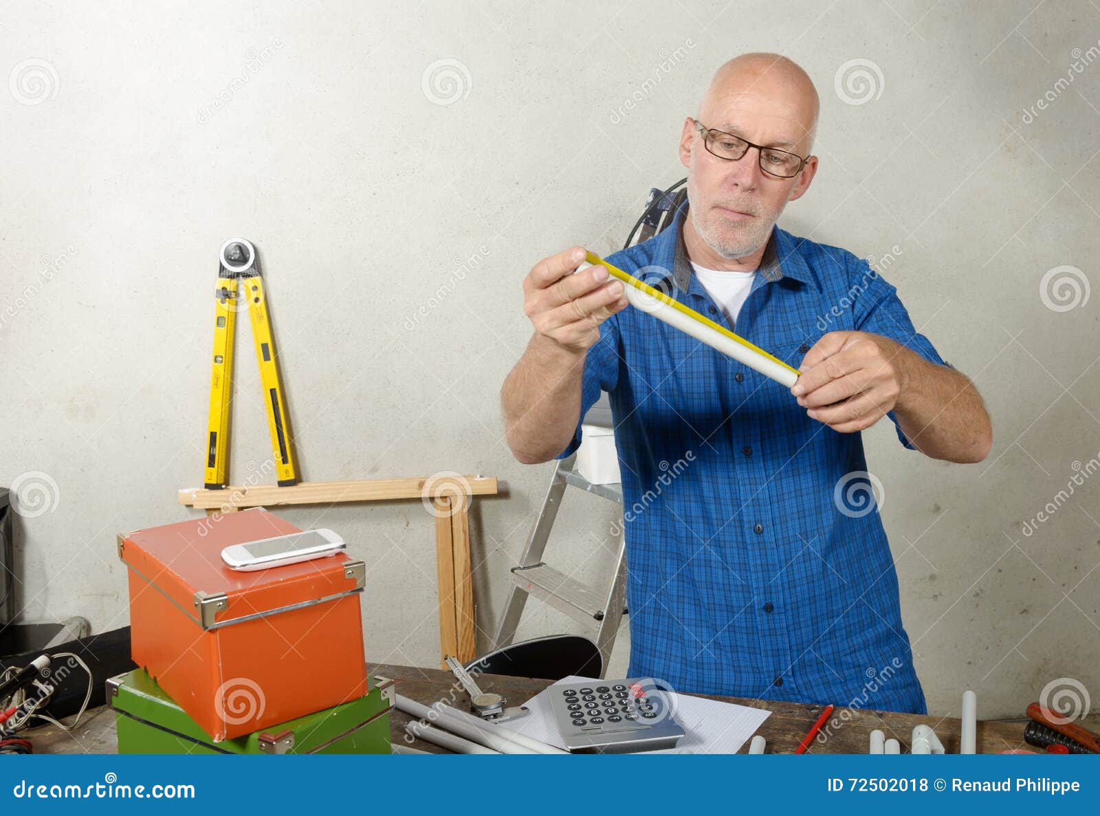 Portrait of Mature Handyman at DIY Workshop Stock Photo - Image of ...
