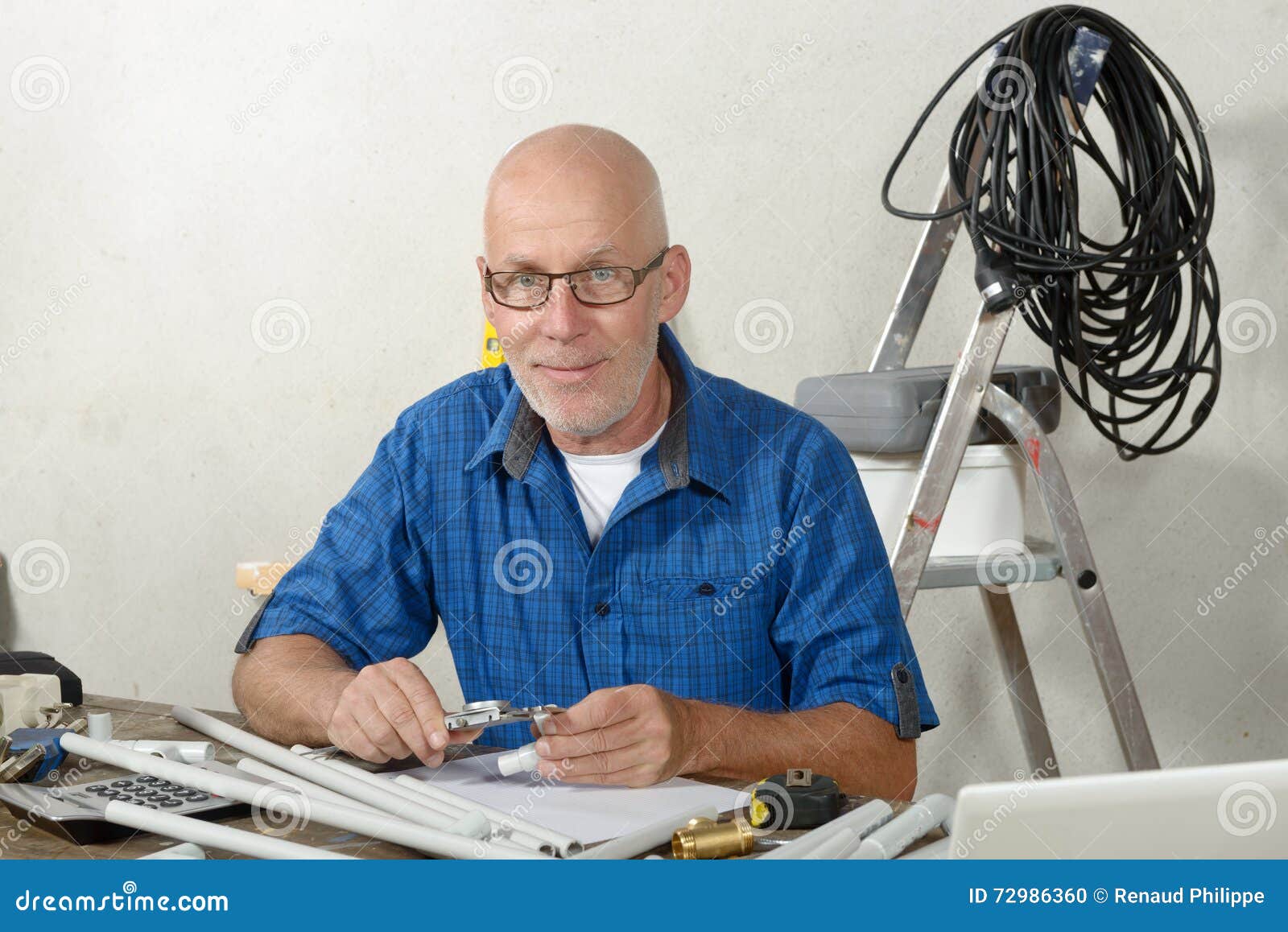 Portrait of Mature Handyman at DIY Workshop Stock Photo - Image of ...