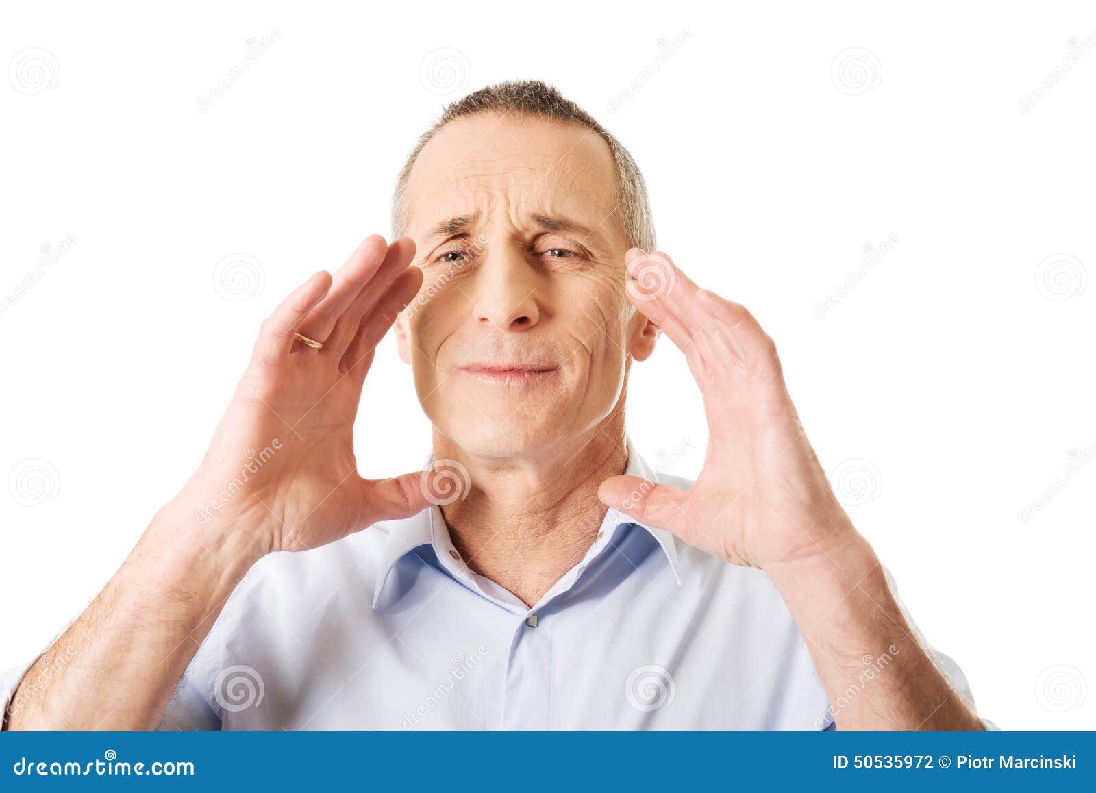 Portrait of a Mature Man Calling Someone Stock Photo - Image of hands ...
