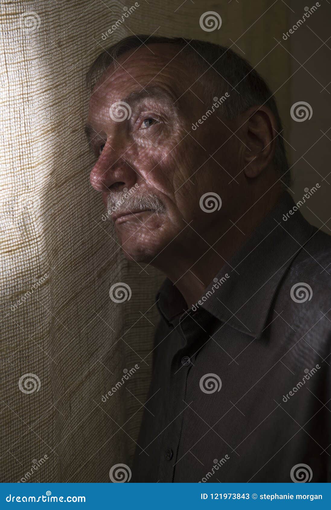 Mature Man with Shadow Pattern on His Face Stock Image - Image of ...