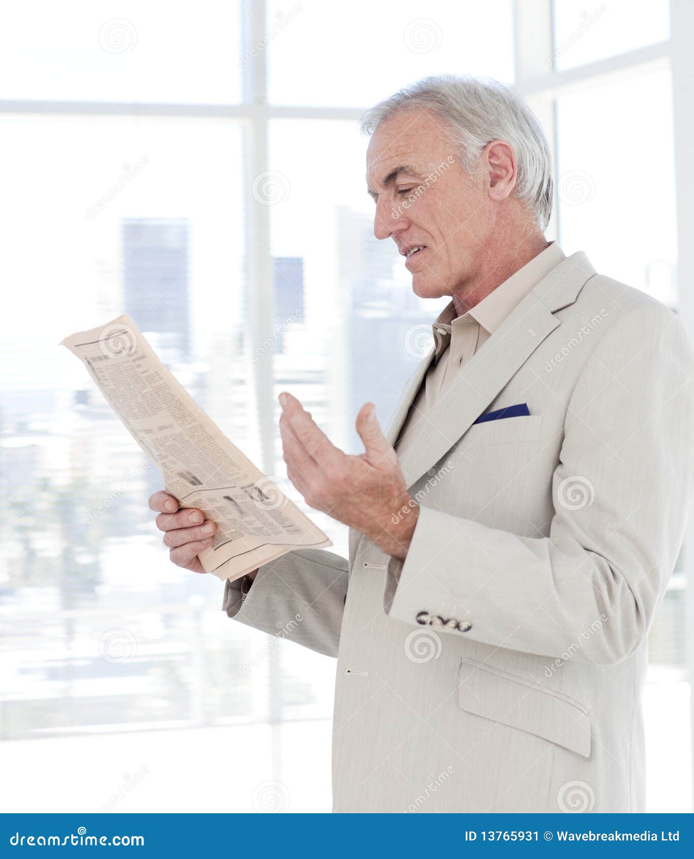 Portrait of a Mature Manager Reading Newspaper Stock Image - Image of ...