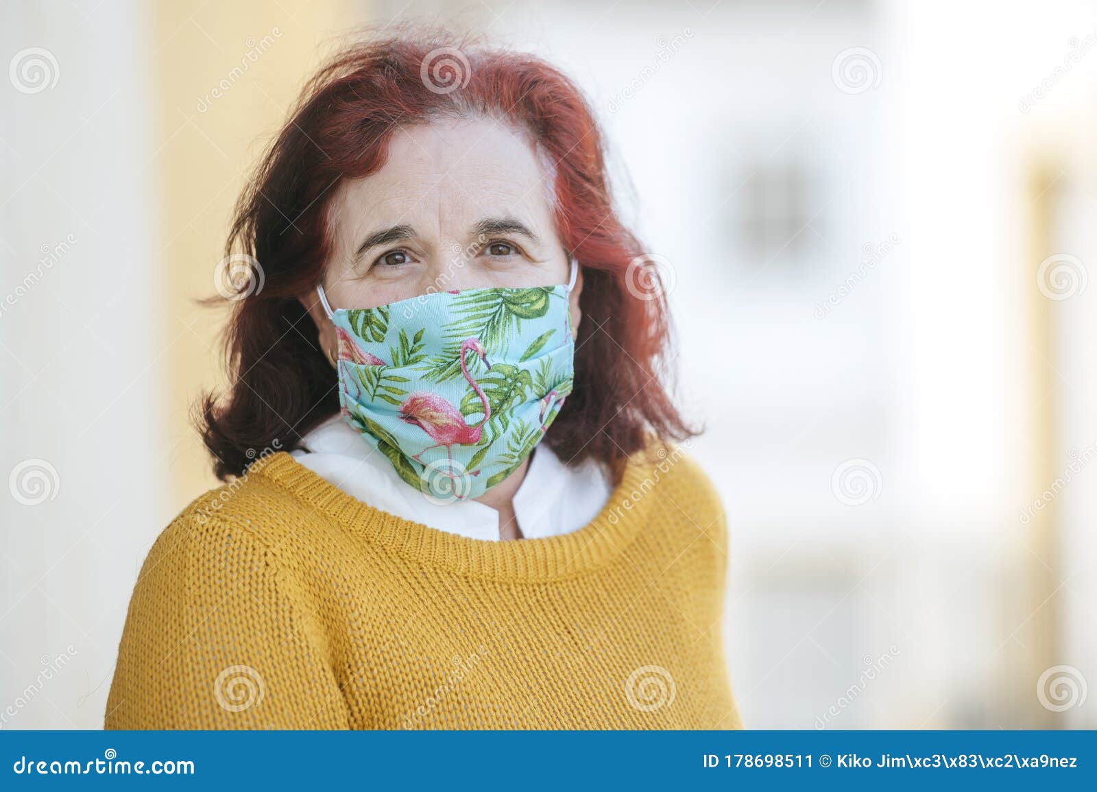 Portrait of Mature Woman with Protective Mask Stock Image - Image of ...