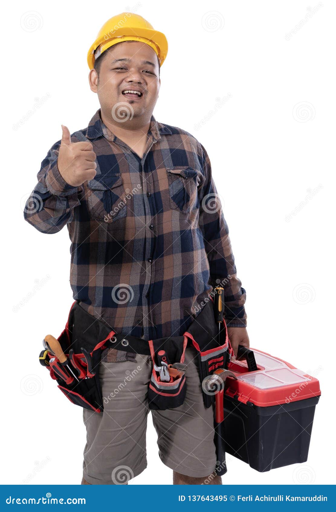 Portrait of a Mechanic Holding a Tool Box Stock Image - Image of safety ...