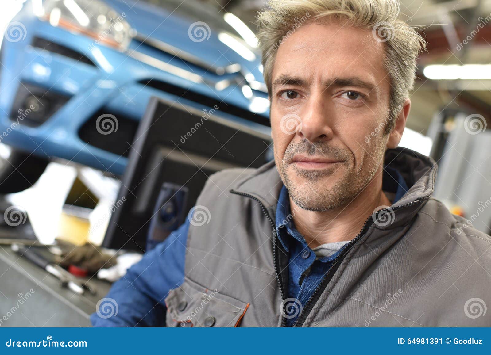 Portrait of Mechanic Working in Repair Workshop Stock Image - Image of ...