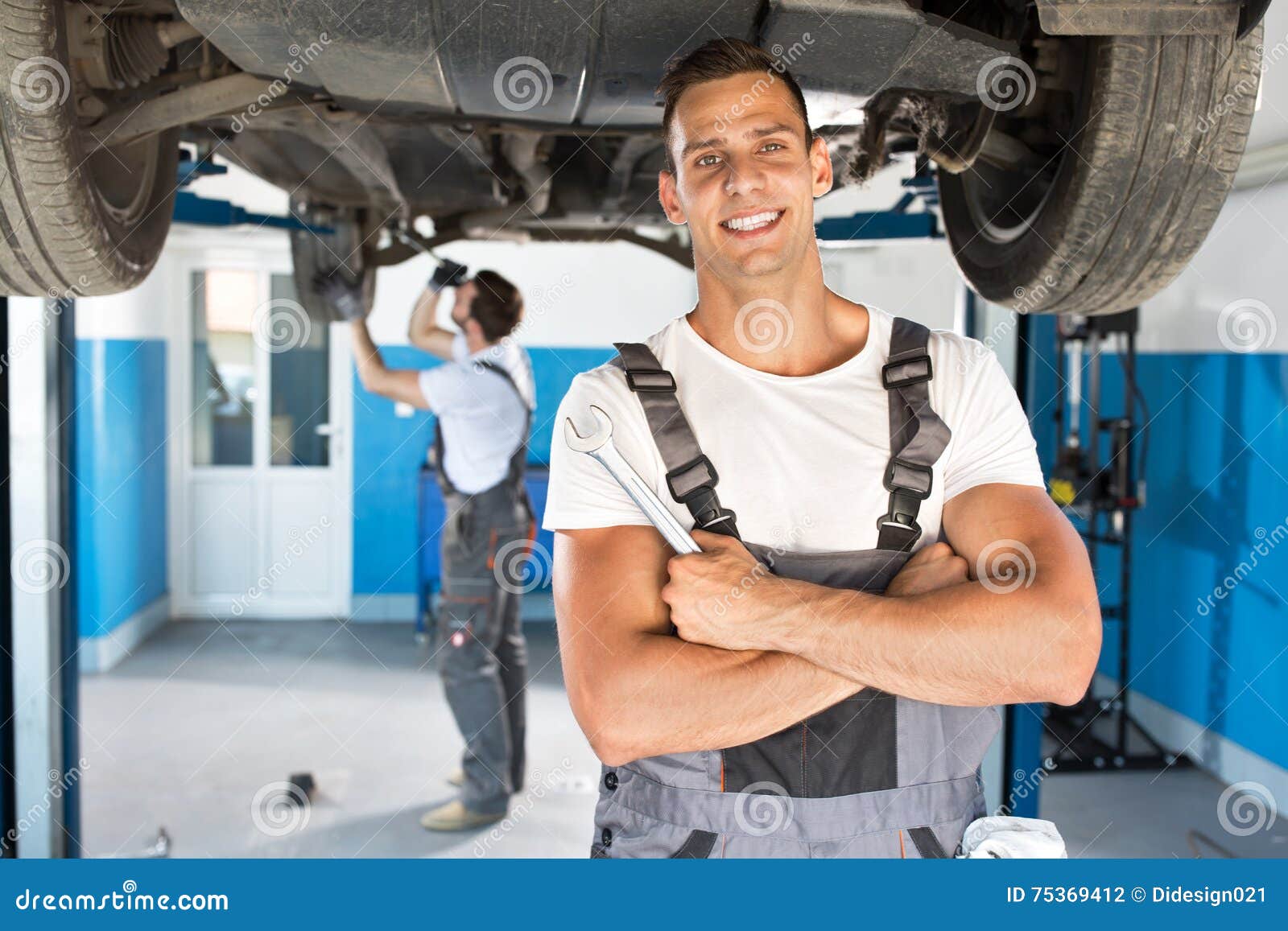Portrait of a Mechanic with Wrench Stock Photo - Image of repair ...