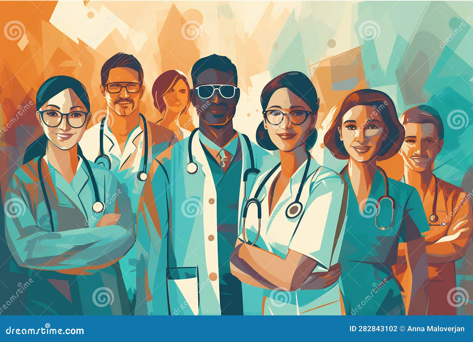 Portrait of a Medical Team, Illustration Stock Illustration ...