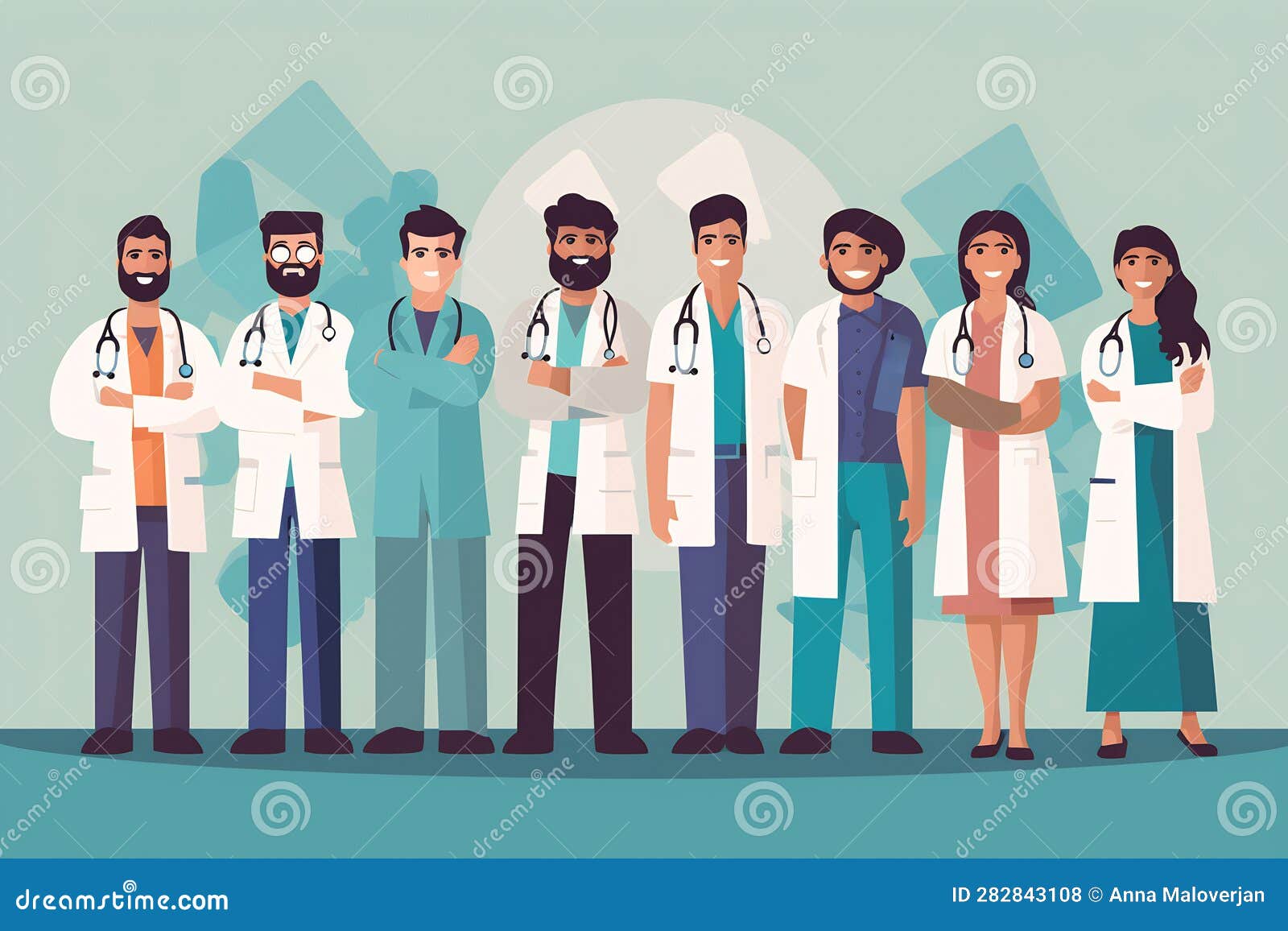 Portrait of a Medical Team, Illustration Stock Illustration ...