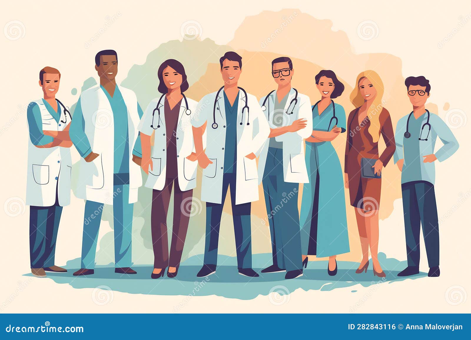 Portrait of a Medical Team, Illustration Stock Illustration ...