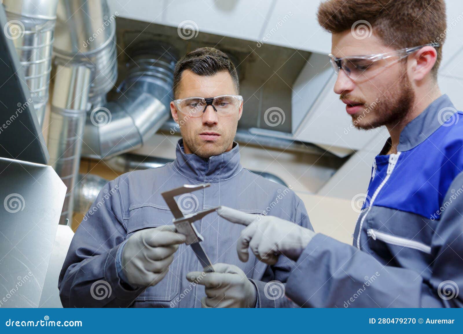 Portrait Men Checking Steel Dimentions Stock Photo - Image of ...