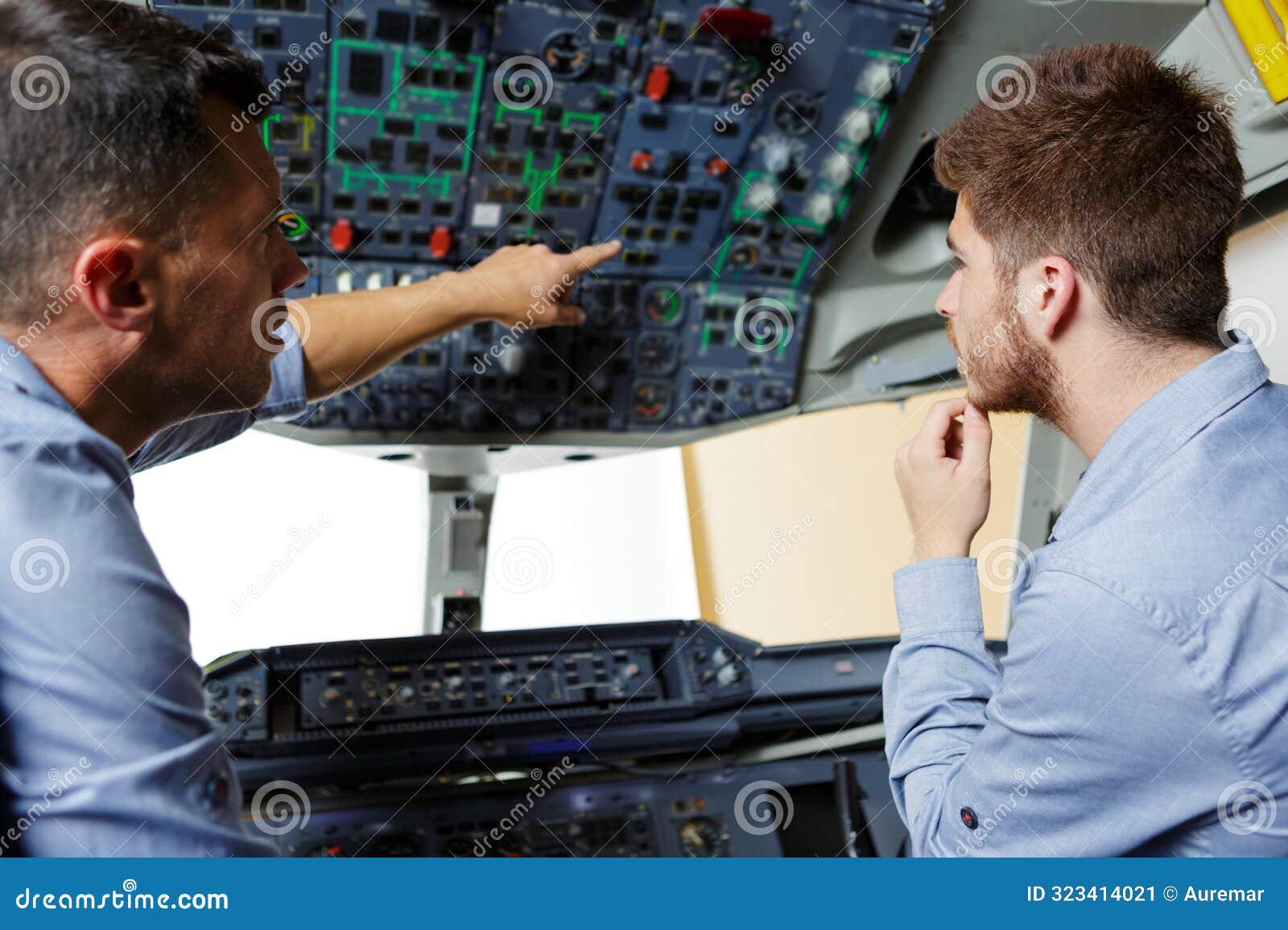 Portrait 2 man in cockpit stock image. Image of aircraft - 323414021