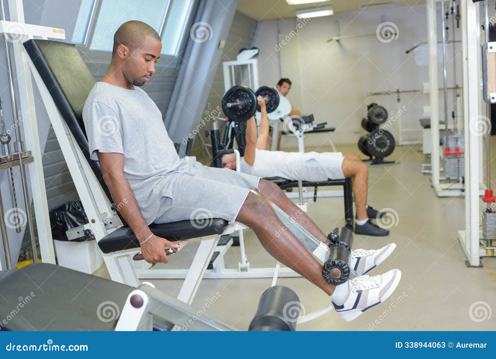 Portrait Man Doing Leg Exercises Stock Image - Image of power, drill ...
