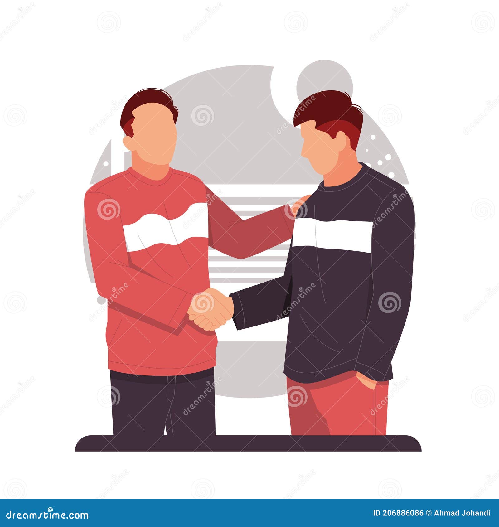 Portrait of Men Handshake Vector Illustration Stock Vector ...