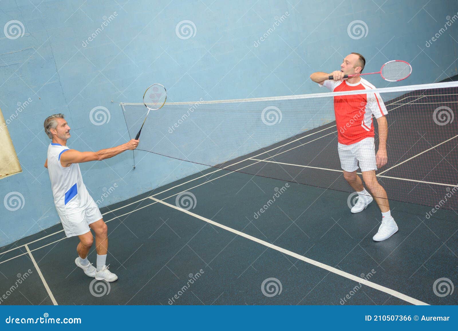 Portrait Men Playing Badminton Stock Photo - Image of active, strike ...