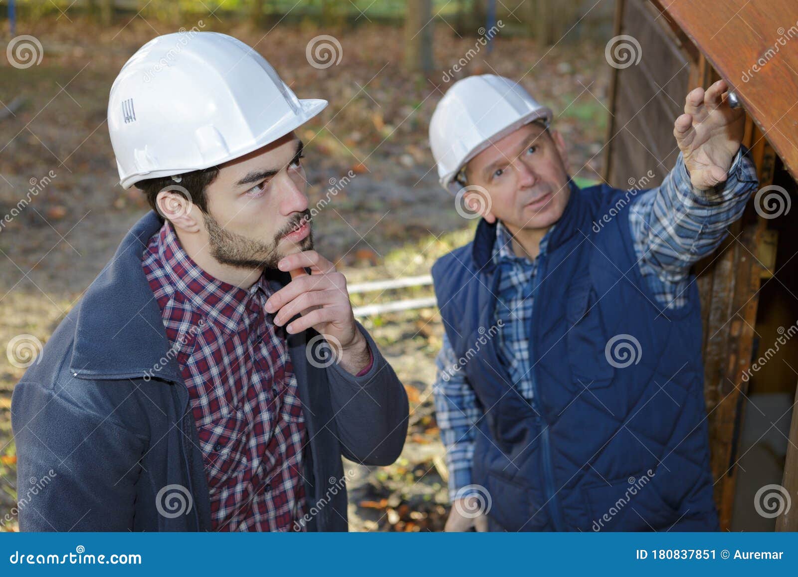 Portrait Men Working Outdoors Stock Image - Image of outdoors, manual ...