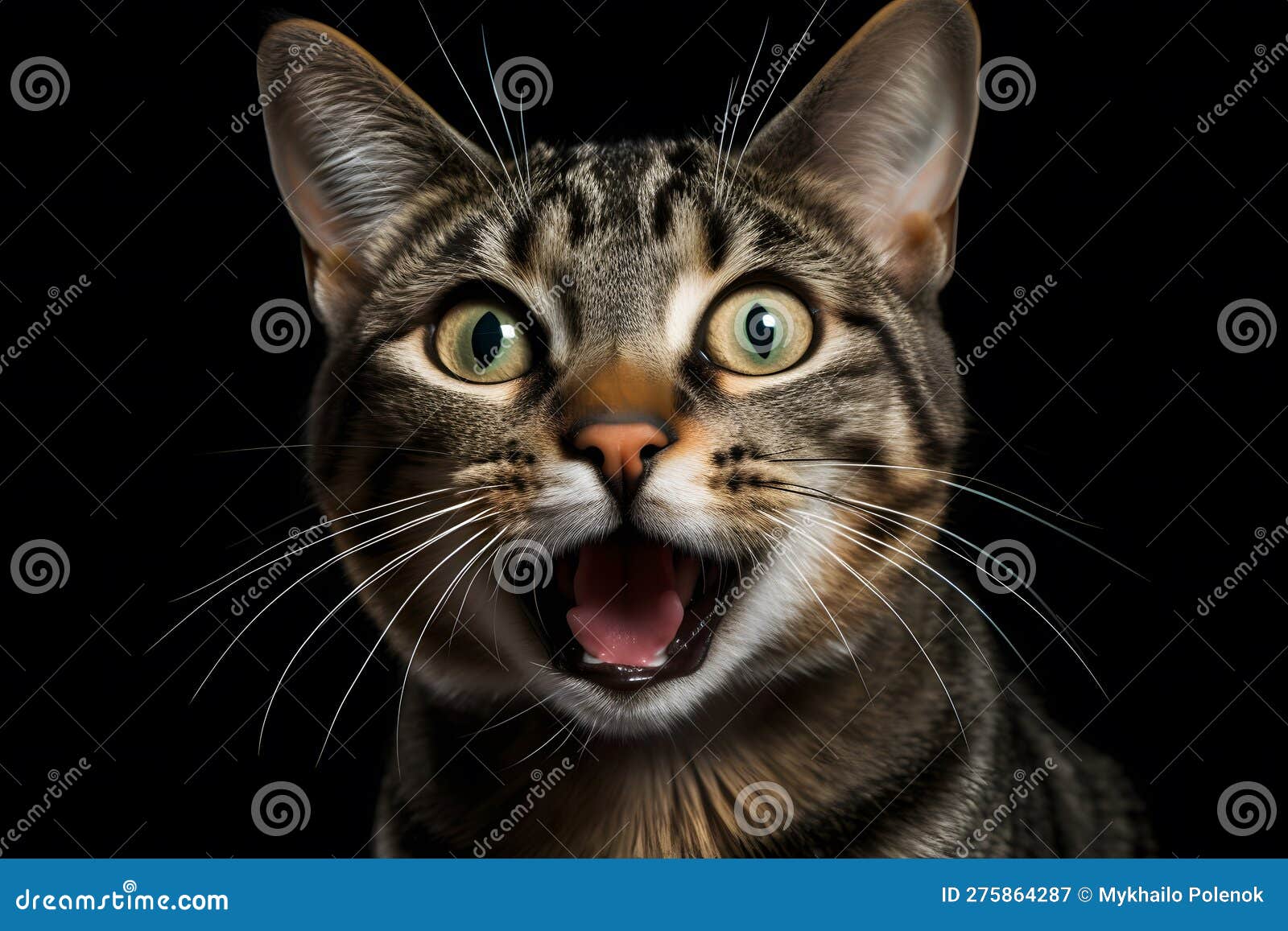 Portrait of a Meowing Tabby Cat. Neural Network AI Generated Stock ...