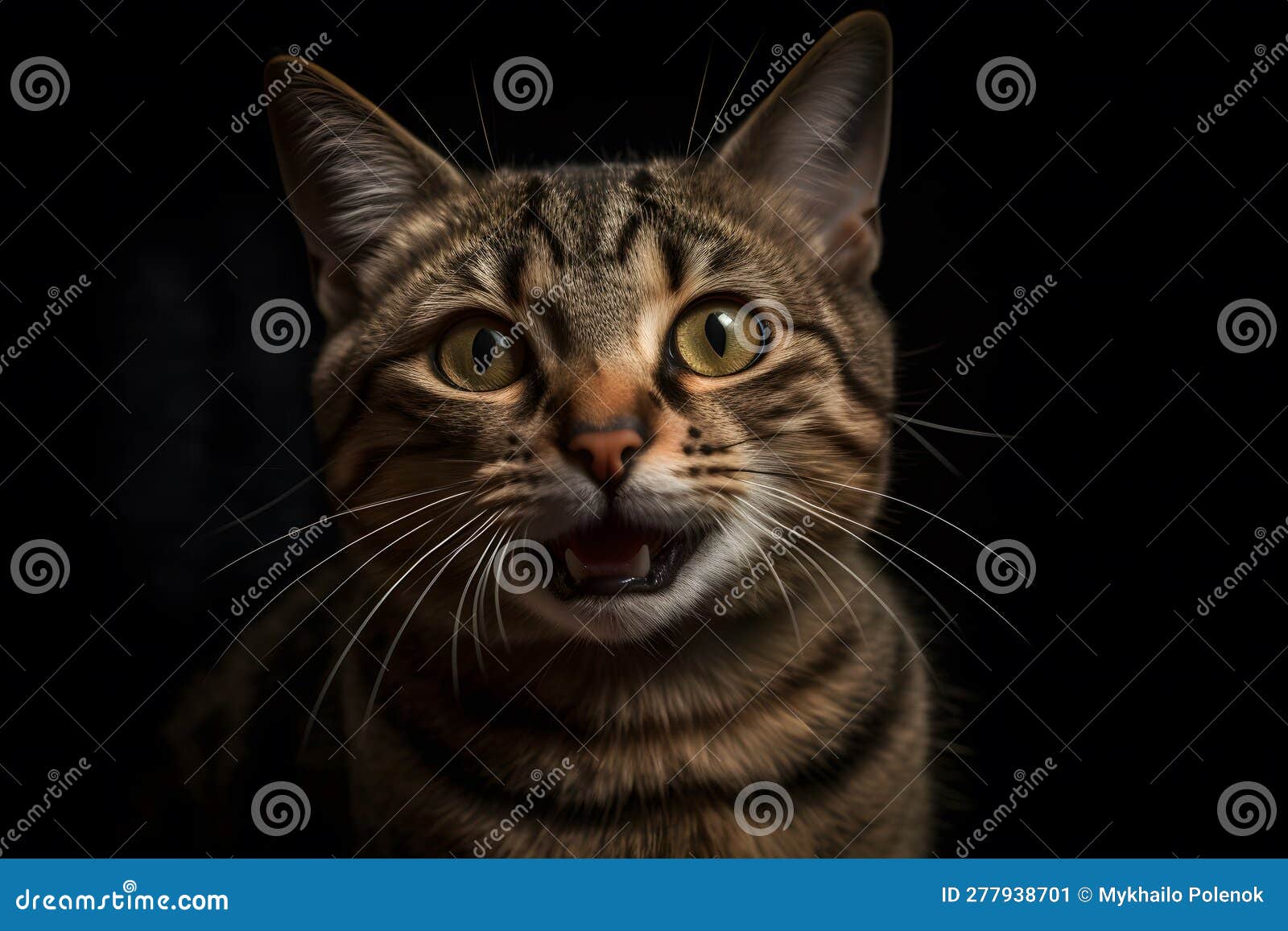 Portrait of a Meowing Tabby Cat. Neural Network AI Generated Stock ...