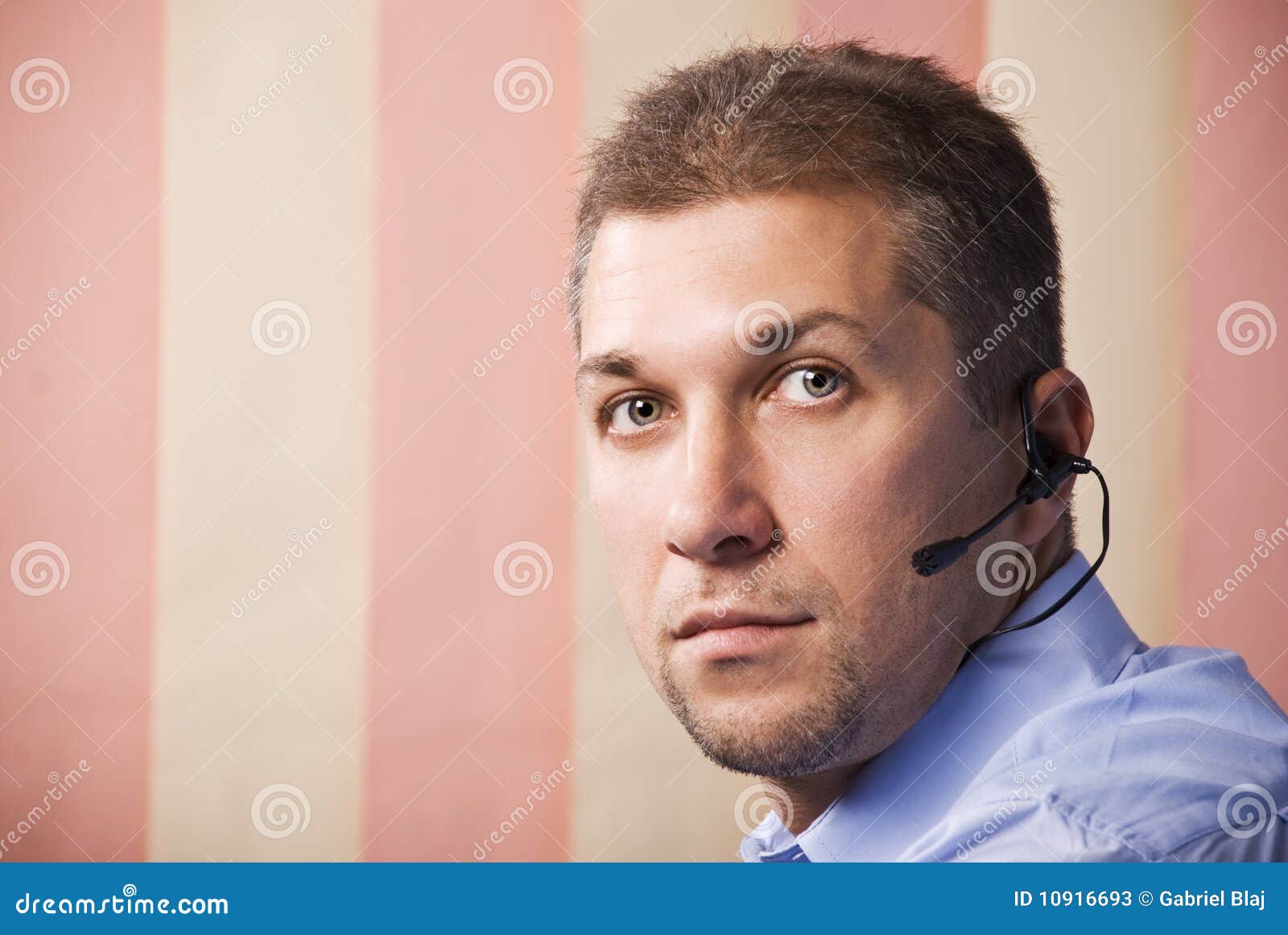 Portrait of Mid Adult Operator Worker Stock Image - Image of helpline ...