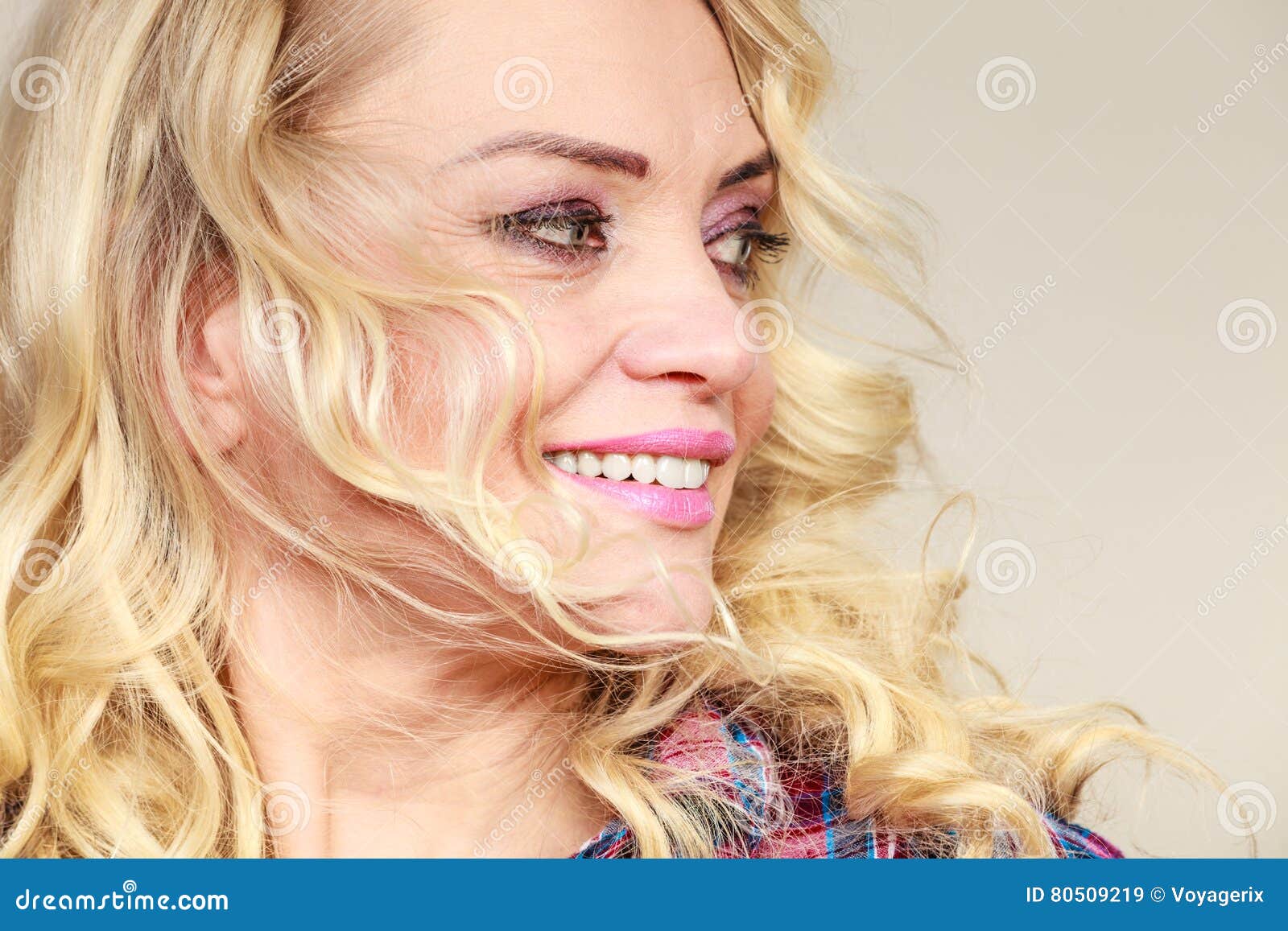 Portrait Of Mid Aged Blonde Woman Stock Image Image Of Years Curly