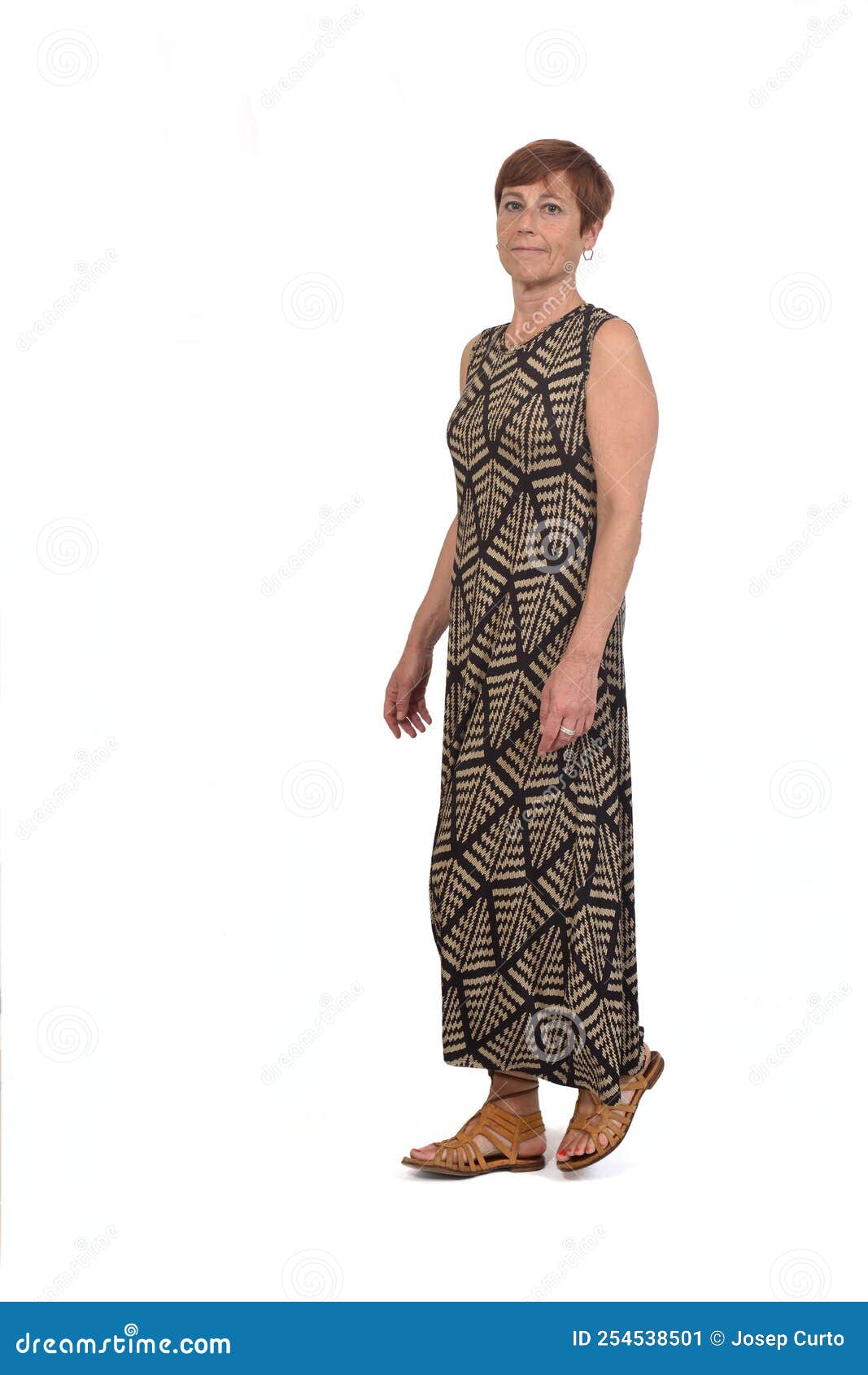 Portrait of Midde Aged Woman on White Stock Image - Image of adult ...