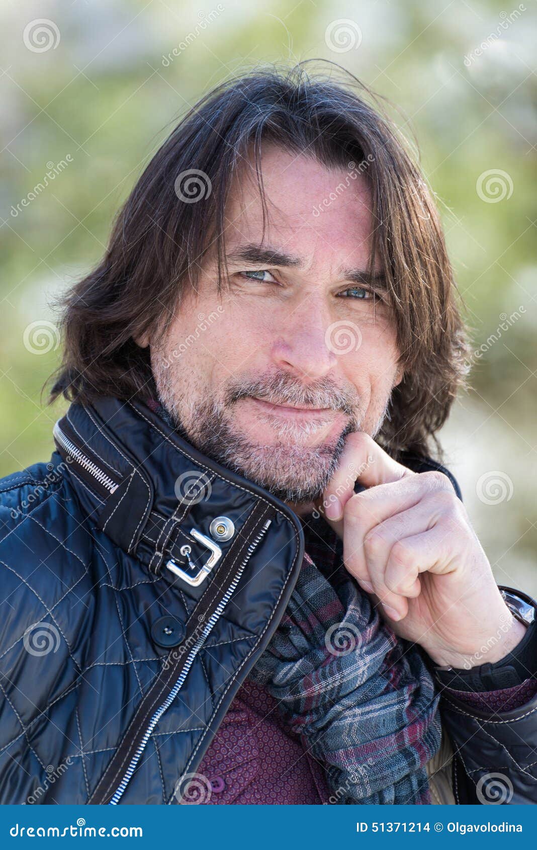 Portrait of a Middle-aged Man in Nature Stock Photo - Image of looking ...