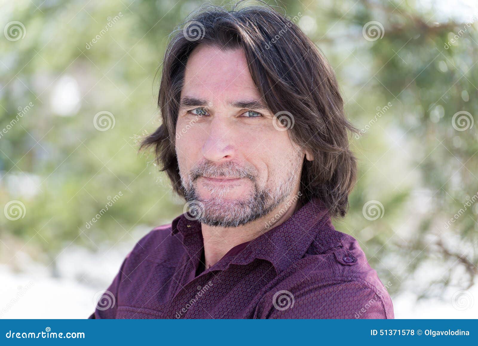 Portrait of a Middle-aged Man in Nature Stock Photo - Image of park ...