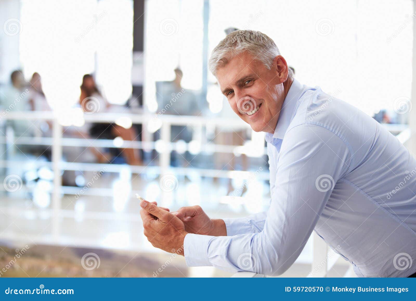 Portrait of Middle Aged Man in Office Using Smart Phone,phone Stock ...
