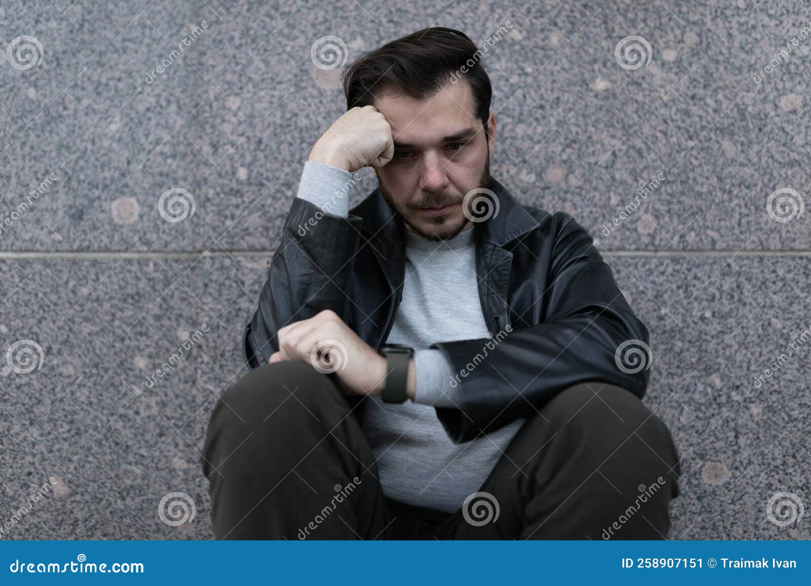 Portrait of a Middle-aged Man with Post-traumatic Stress Disorder Stock ...