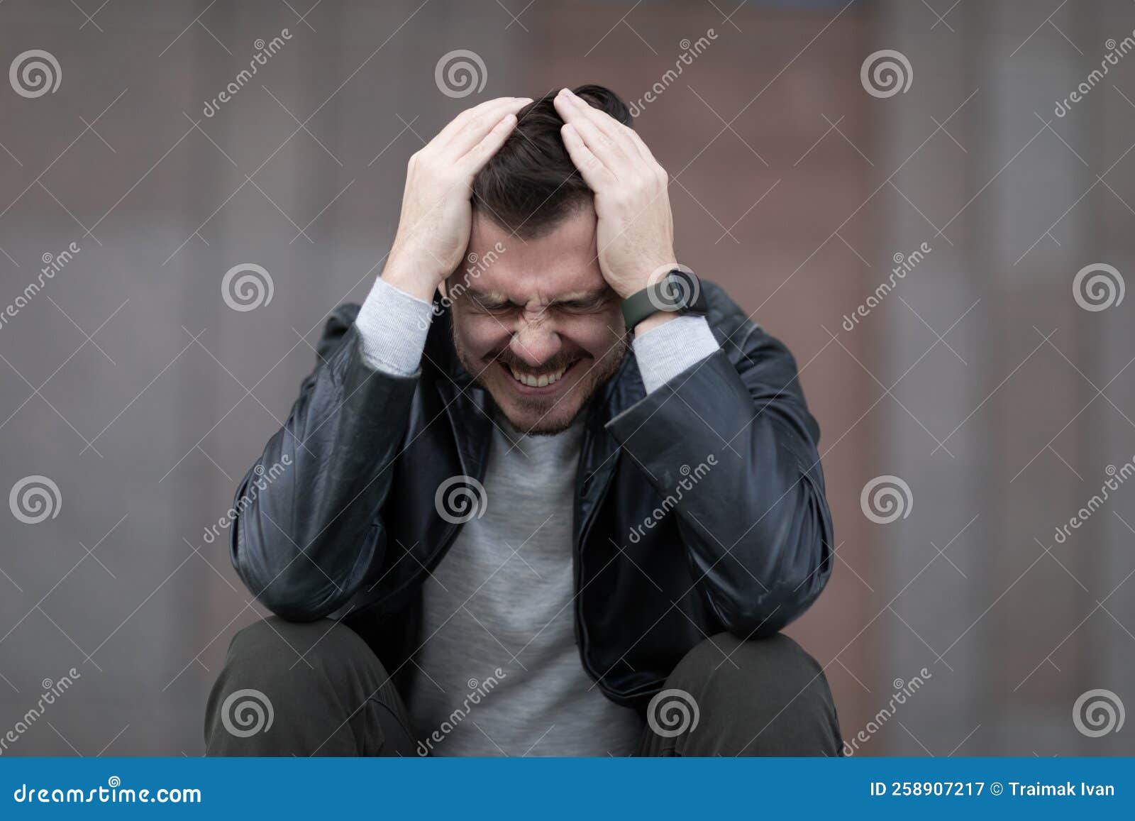 Portrait of a Middle-aged Man with Post-traumatic Stress Disorder Stock ...