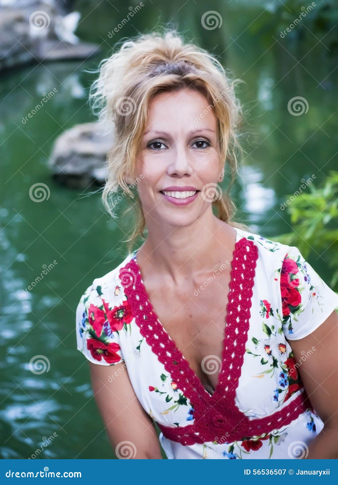 Portrait Of Middle Aged Pretty Woman Outdoors Stock Image Image Of